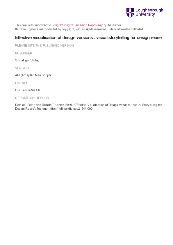 (PDF) Effective visualisation of design versions: visual storytelling for design reuse