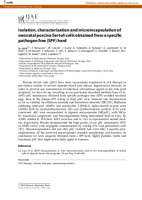 (PDF) Isolation, characterization and microincapsulation of neonatal ...