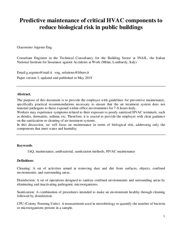 (PDF) Predictive maintenance of critical HVAC components to reduce ...