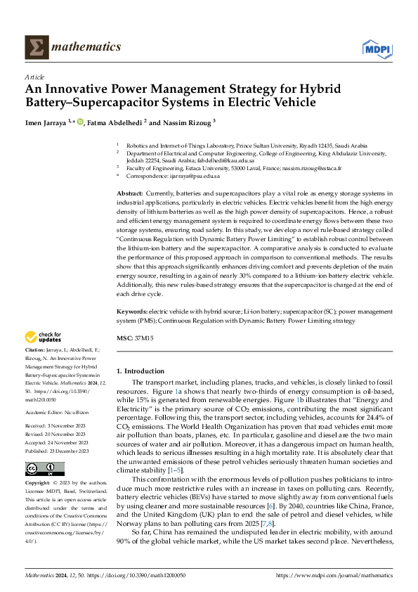 (PDF) An Innovative Power Management Strategy for Hybrid Battery–Supercapacitor Systems in ...