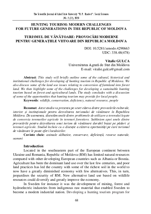(PDF) Hunting Tourism: Modern Challenges for Future Generations in the ...