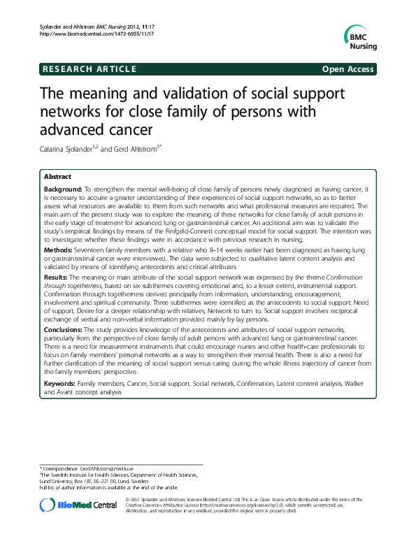 (PDF) The meaning and validation of social support networks for close ...