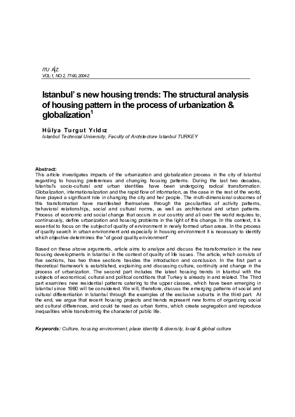 (PDF) Istanbul's new housing trends: The structural analysis of housing ...