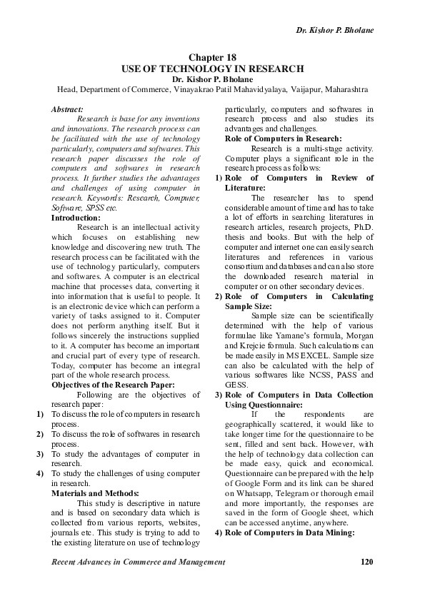 (PDF) Use of Technology in Research