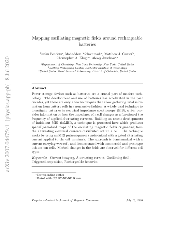 (PDF) Mapping oscillating magnetic fields around rechargeable batteries