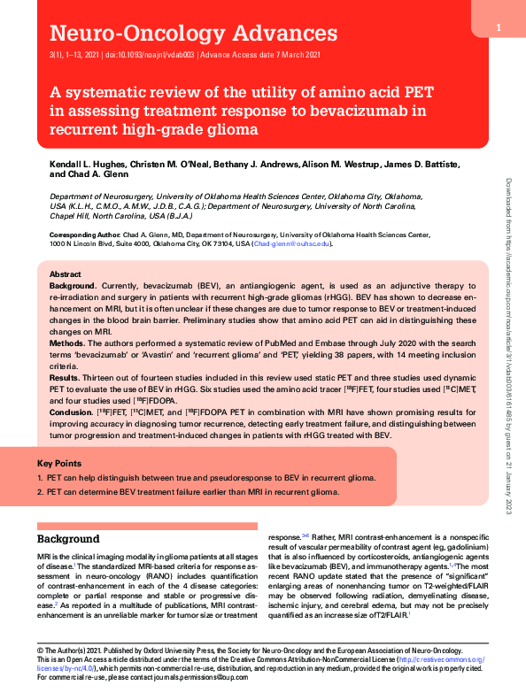 (PDF) A systematic review of the utility of amino acid PET in assessing ...