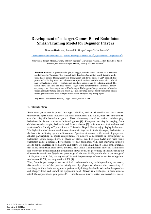 (PDF) Development of a Target Games-Based Badminton Smash Training ...