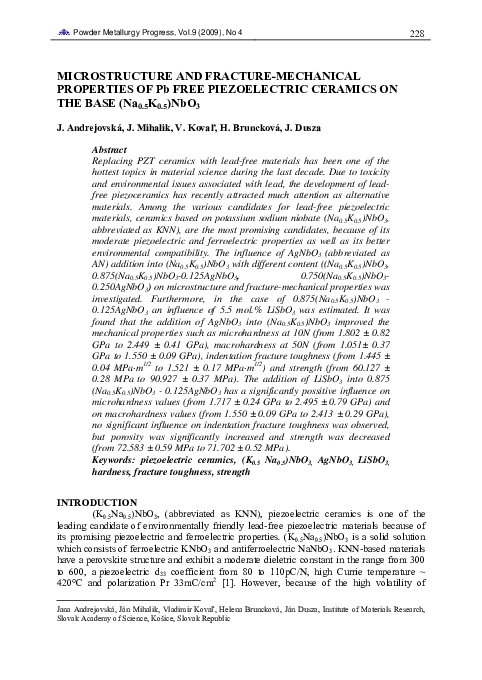 (PDF) Microstructure and fracture-mechanical properties of Pb free ...