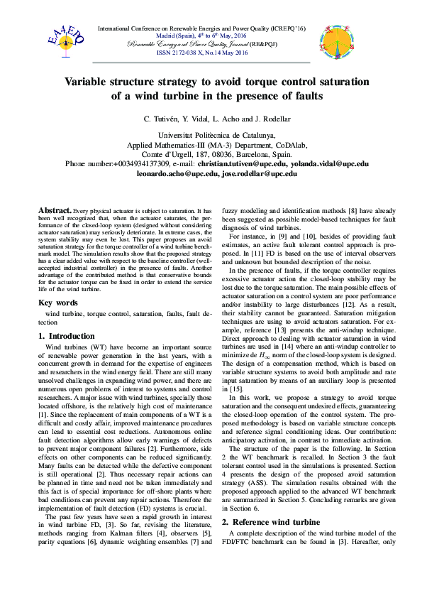 (PDF) Variable structure strategy to avoid torque control saturation of a wind turbine in the ...