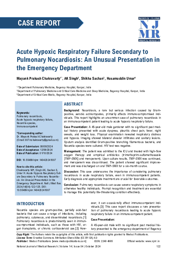 (PDF) Acute Hypoxic Respiratory Failure Secondary to Pulmonary ...