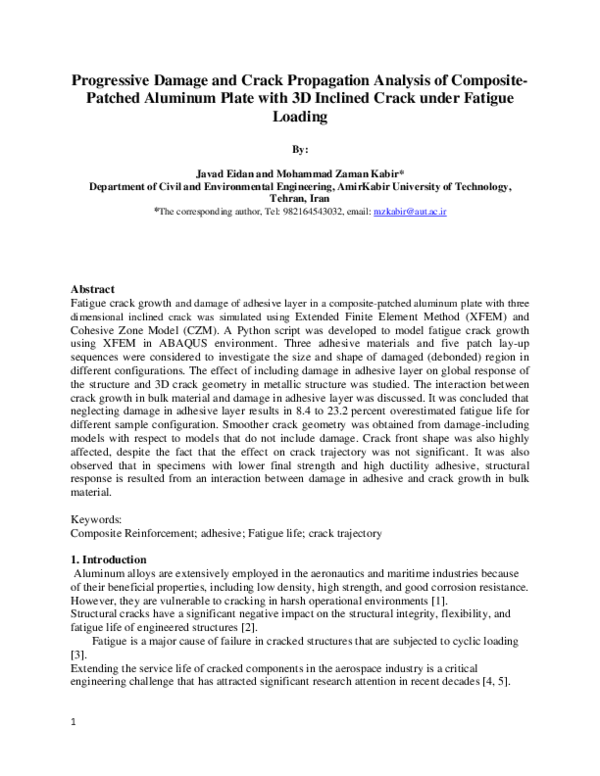 (PDF) Progressive Damage and Crack Propagation Analysis of Composite-Patched Aluminum Plate with ...