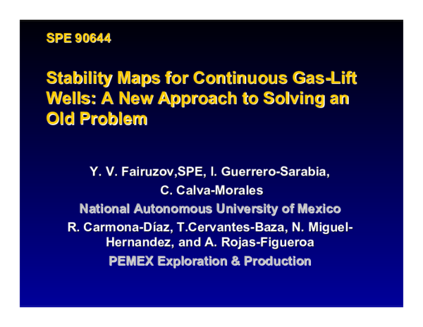 (PDF) Stability Maps for Continuous Gas-Lift Wells: A New Approach to Solving an Old Problem