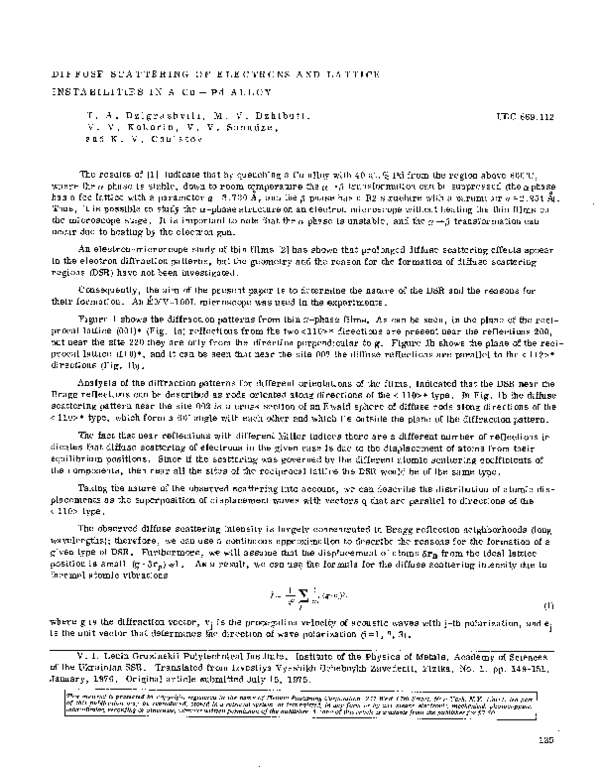 (PDF) Diffuse scattering of electrons and lattice instabilities in a Cu-Pd alloy | temur ...