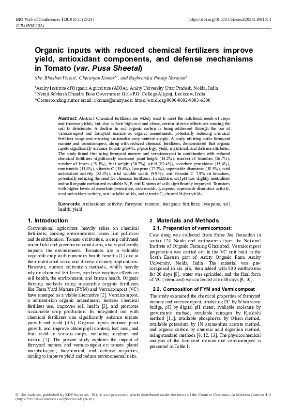 (PDF) Organic inputs with reduced chemical fertilizers improve yield ...
