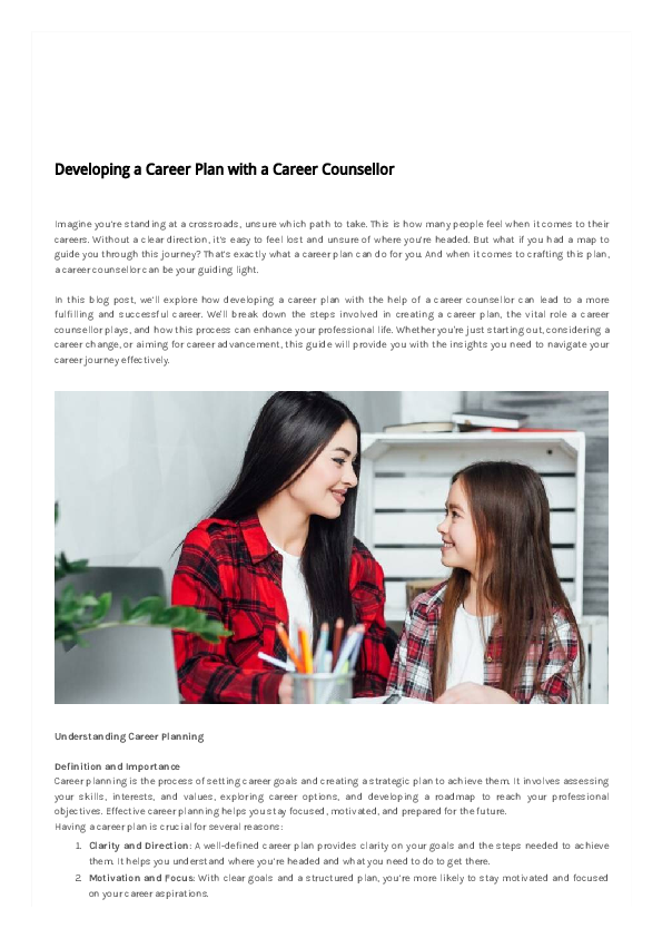 (PDF) Developing a Career Plan with a Career Counsellor