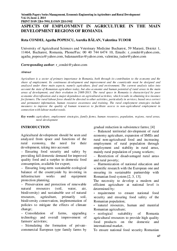 (PDF) Aspects of employment in agriculture in the main development ...