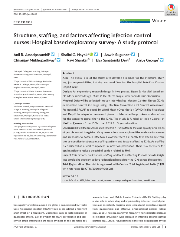 (PDF) Structure, staffing, and factors affecting infection control ...