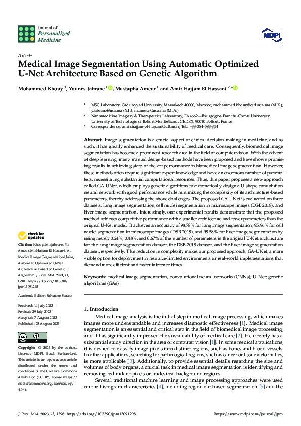 (PDF) Medical Image Segmentation Using Automatic Optimized U-Net Architecture Based on Genetic ...