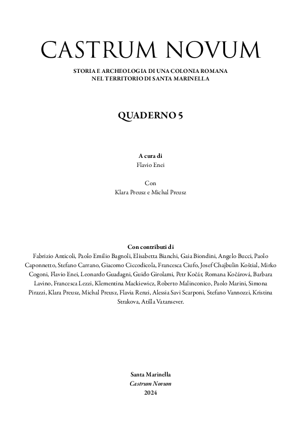 (PDF) CASTRUM NOVUM. STORIA E ARCHEOLOGIA DI UNA COLONIA ROMANA NEL ...