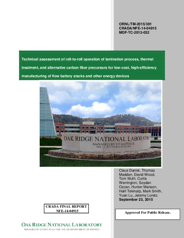 (PDF) CRADA final report: Technical assessment of roll-to-roll ...