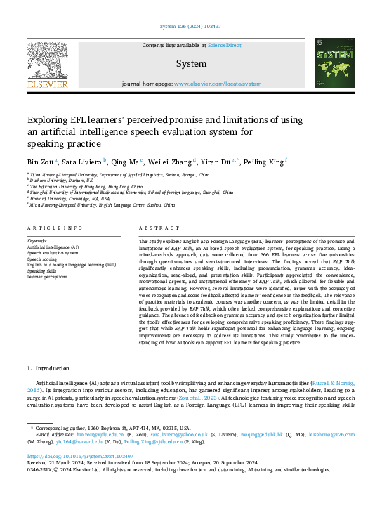 (PDF) Exploring EFL learners' perceived promise and limitations of ...