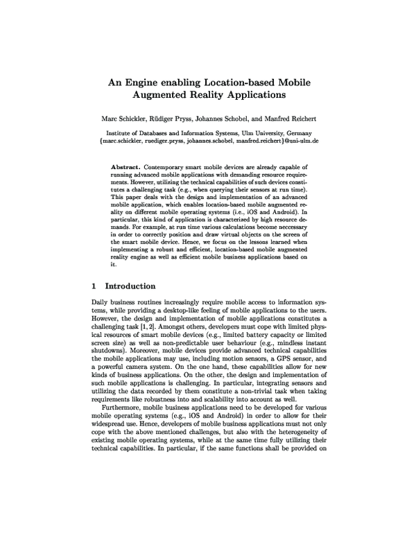 (PDF) An Engine Enabling Location-Based Mobile Augmented Reality Applications