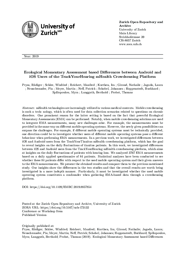 (PDF) Ecological Momentary Assessment based Differences between Android and iOS Users of the ...