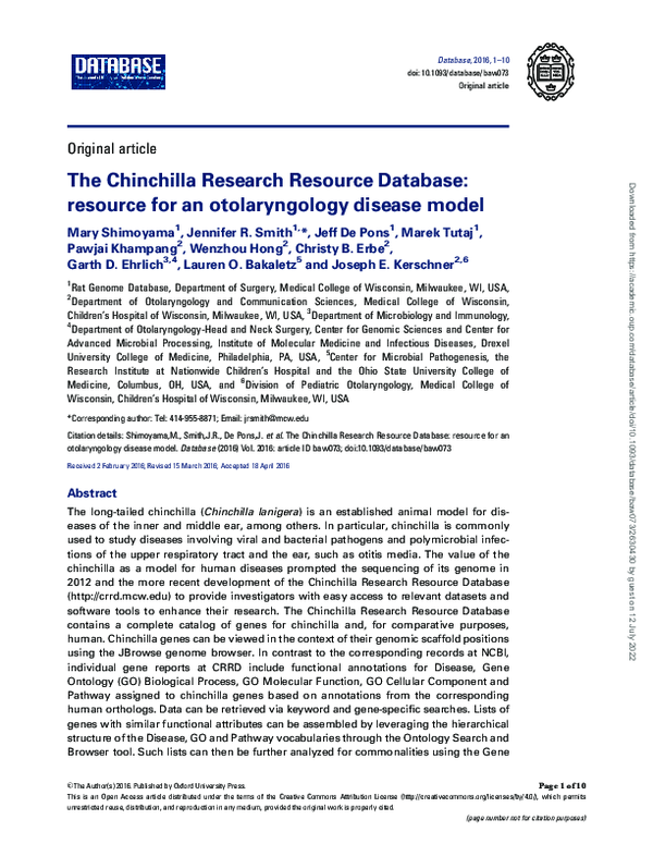 (PDF) The Chinchilla Research Resource Database: resource for an ...