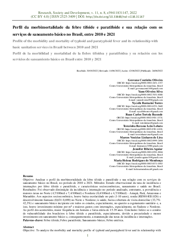 (PDF) Perfil da morbimortalidade da febre tifoide e paratifoide e sua ...