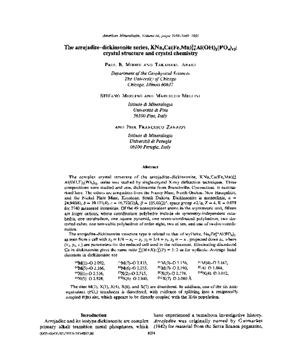 (PDF) The arrojadite-dickinsonite series, KNa4Ca(Fe,MnH: AI(OH)2(P04)12: crystal structure and ...