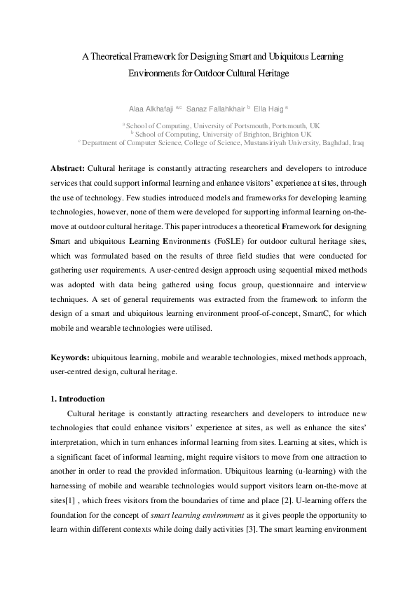 (PDF) A theoretical framework for designing smart and ubiquitous ...
