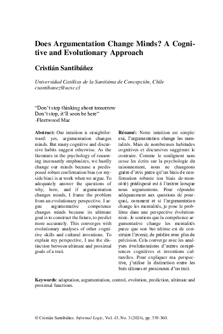(PDF) Argumentation, Mind Change, and Evolutionary Goals