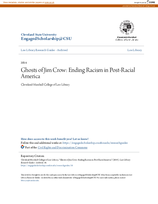 (PDF) Ghosts of Jim Crow: ending racism in post-racial America