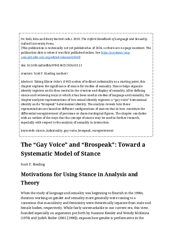 (PDF) The Gay Voice and Brospeak