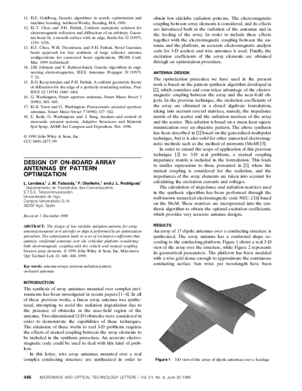 (PDF) Design of on-board array antennas by pattern optimization