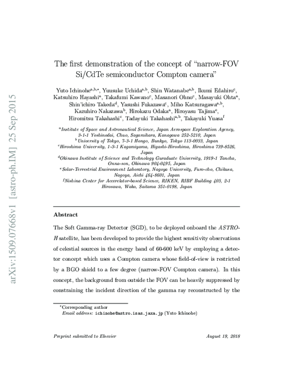 (PDF) The first demonstration of the concept of “narrow-FOV Si/CdTe ...