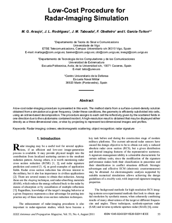 (PDF) Low-Cost Procedure for Radar-Imaging Simulation