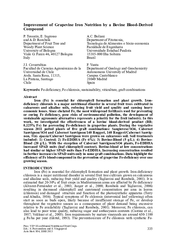 (PDF) Improvement of Grapevine Iron Nutrition by a Bovine Blood-Derived ...