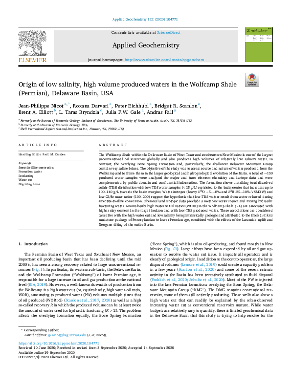 (PDF) Origin of low salinity, high volume produced waters in the ...