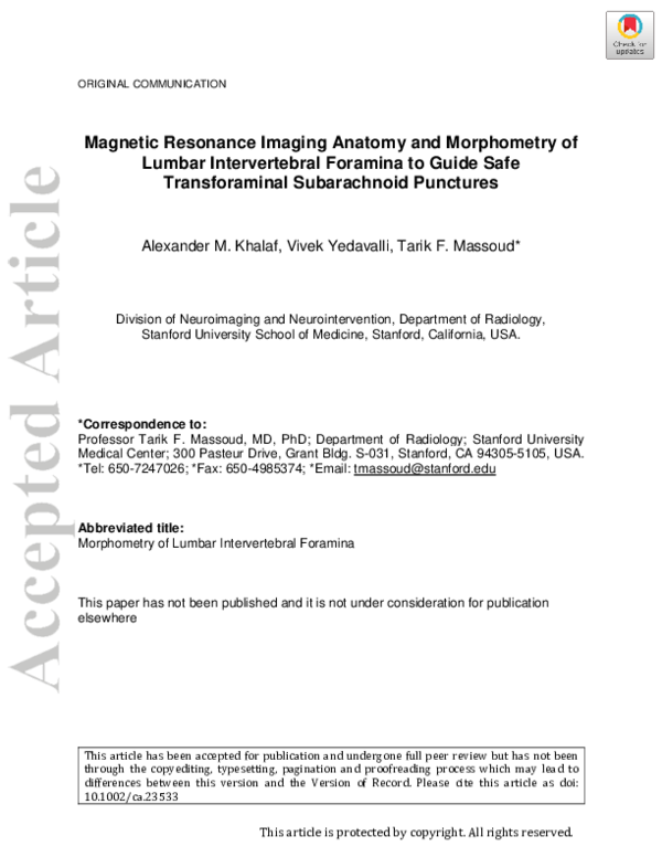 (PDF) Magnetic resonance imaging anatomy and morphometry of lumbar ...
