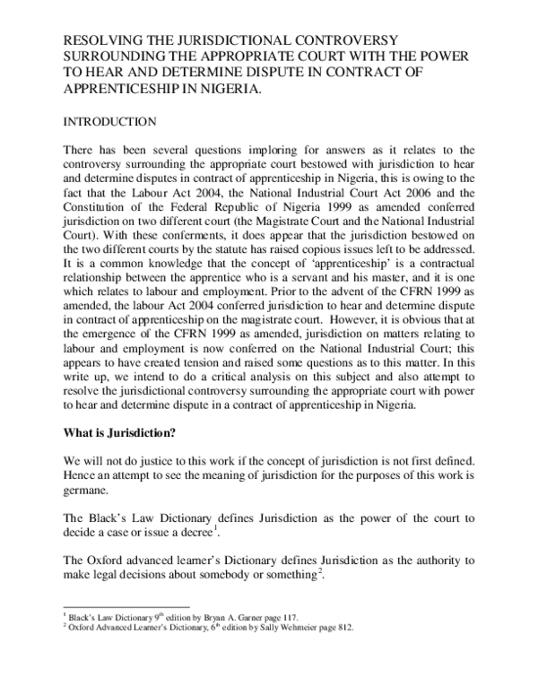 (PDF) RESOLVING THE JURISDICTIONAL CONTROVERSY SURROUNDING THE ...