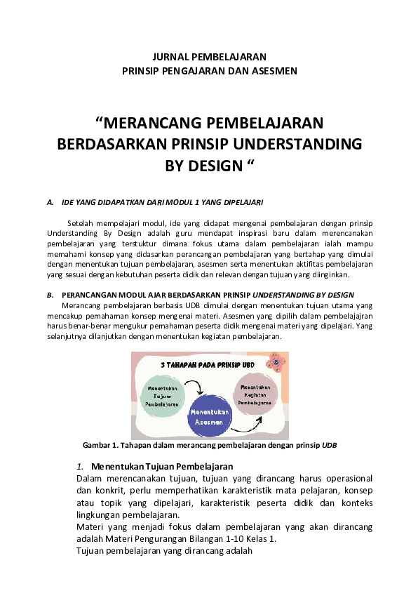 (PDF) JURNAL PEMBELAJARAN PRINSIP PENGAJARAN DAN ASESMEN "MERANCANG PEMBELAJARAN BERDASARKAN ...