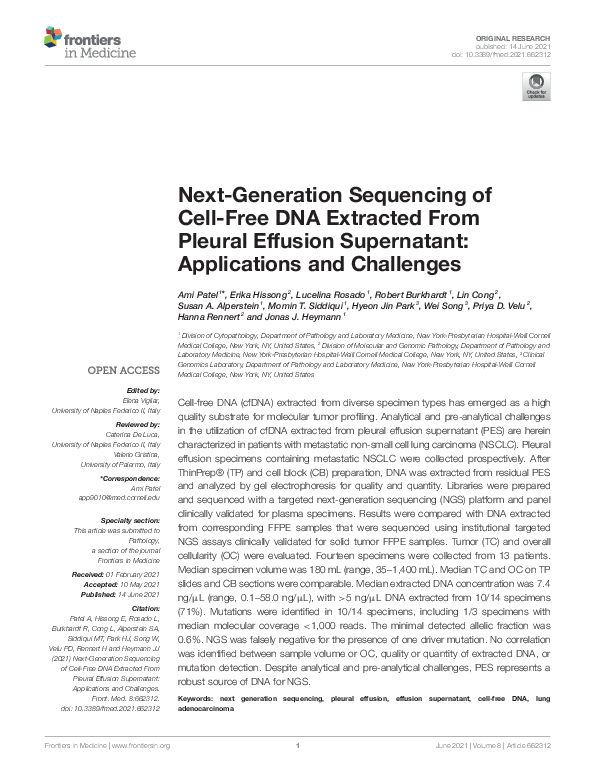 (PDF) Next-Generation Sequencing of Cell-Free DNA Extracted From Pleural Effusion Supernatant ...