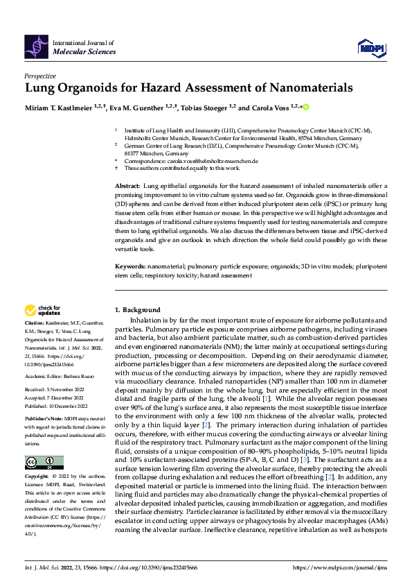 (PDF) Lung Organoids for Hazard Assessment of Nanomaterials