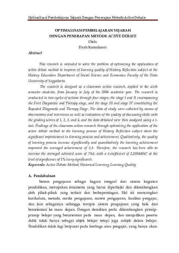 (PDF) Optimalisasi Pembelajaran Sejarah Dengan Penerapan Metode Active ...