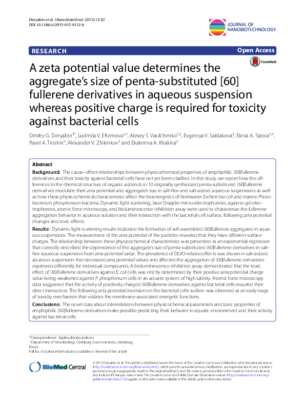 (PDF) A zeta potential value determines the aggregate’s size of penta ...