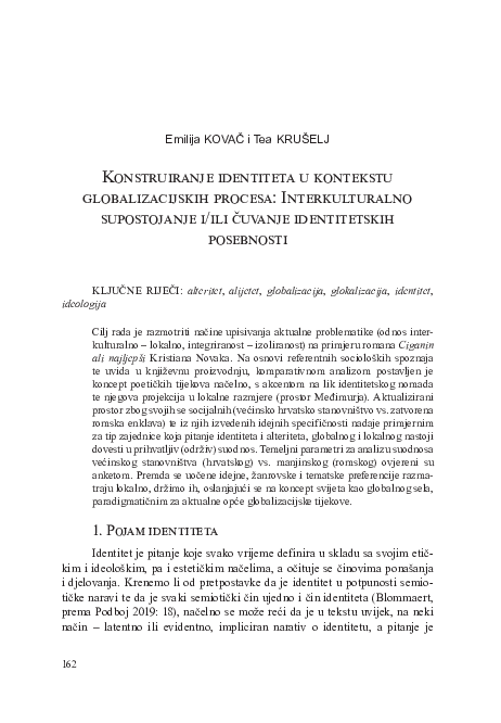 (PDF) Konstruiranje identiteta u kontekstu globalizacijskih procesa: Interkulturalno ...