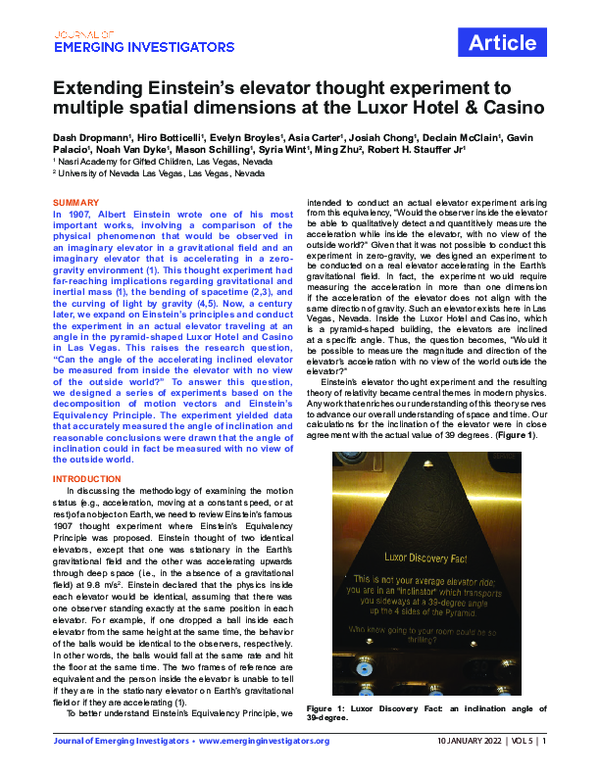 (PDF) Extending Einstein’s elevator thought experiment to multiple ...