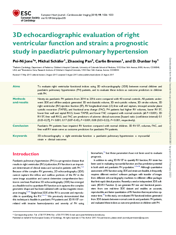 (PDF) 3D echocardiographic evaluation of right ventricular function and ...