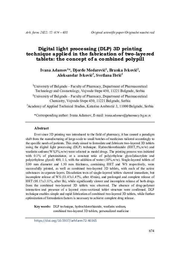 (PDF) Digital light processing (DLP) 3D printing technique applied in ...